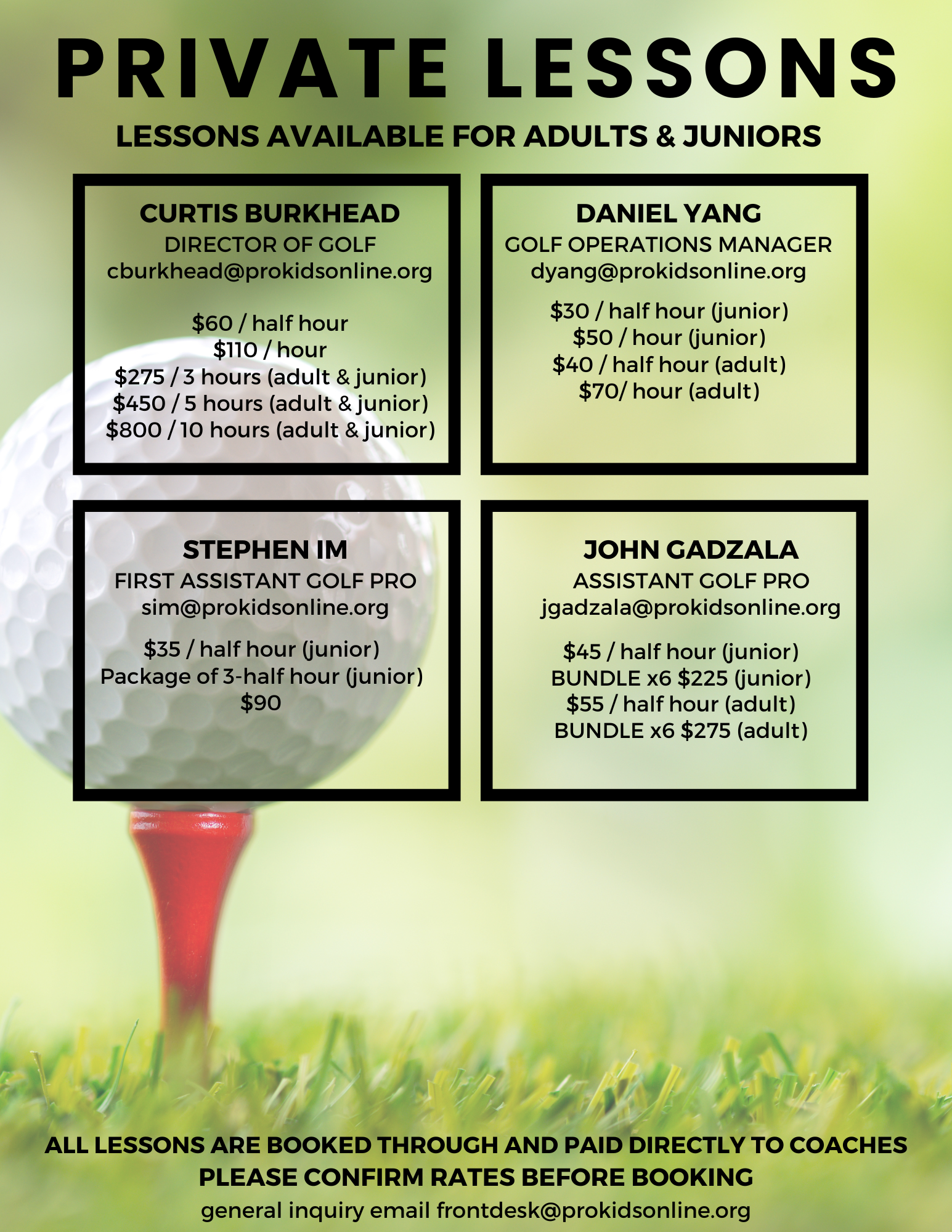 INSTRUCTION & LESSONS - Colina Park Golf Course